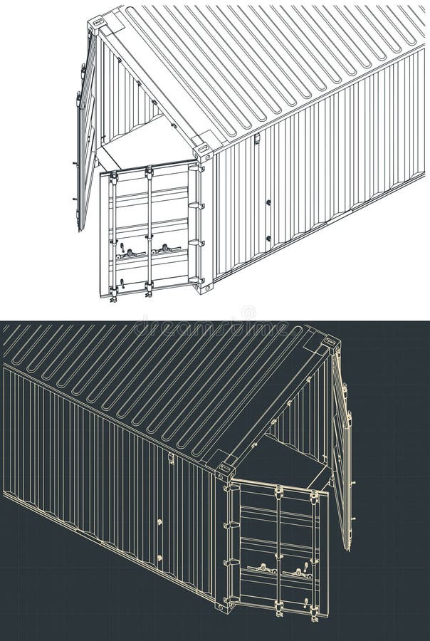 Shipping Container Drawings Stock Illustrations – 127 Shipping ...