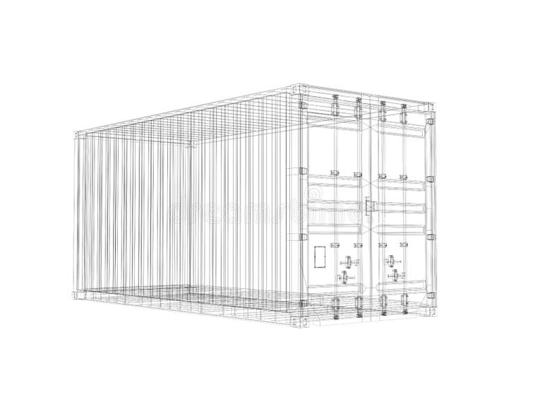 Shipping Container Drawings Stock Illustrations – 174 Shipping ...
