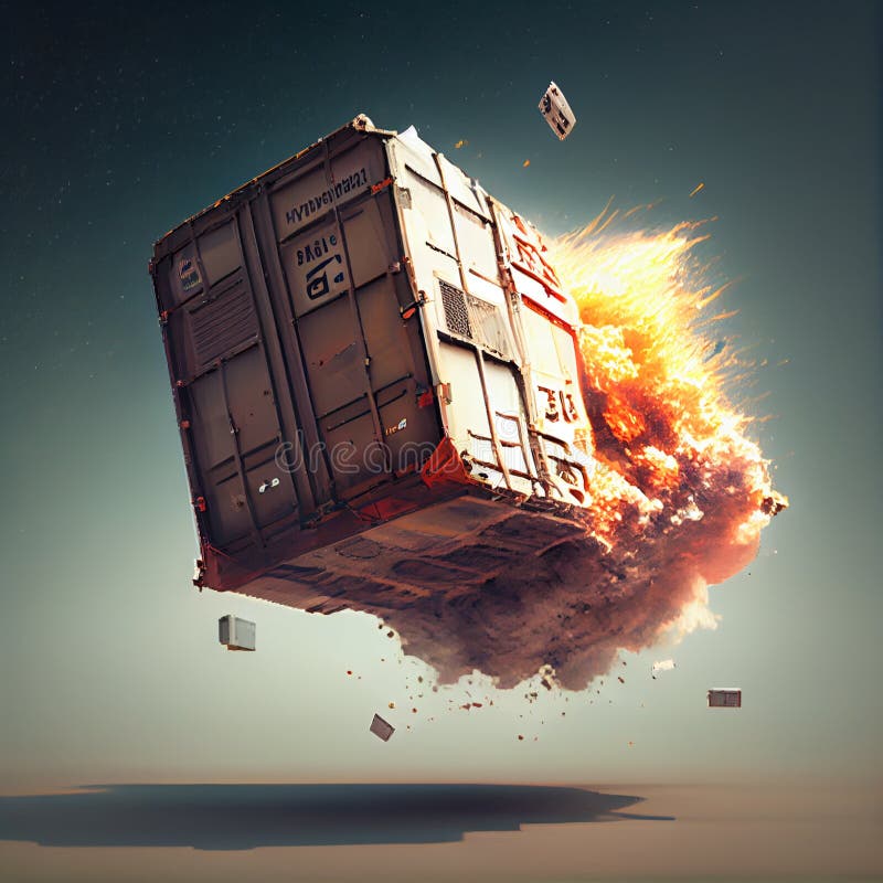Cargo Container Falling Down from Space Stock Illustration ...