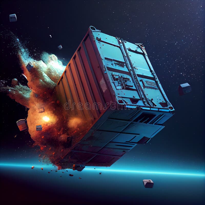 Cargo Container Falling Down from Space Stock Illustration ...