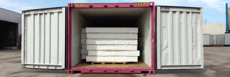 Cargo Container Filled with Building Insulation Panels Ready for ...