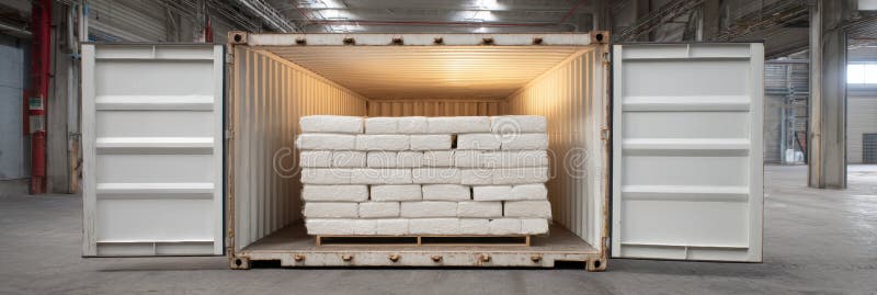 Cargo Container Filled with Building Insulation Panels Located in a ...