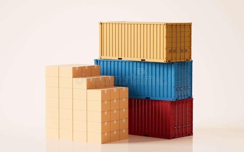 Cargo Container, Freight and Export, 3d Rendering Stock Illustration ...
