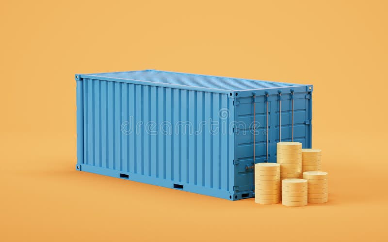Cargo Container, Freight and Export, 3d Rendering Stock Illustration ...