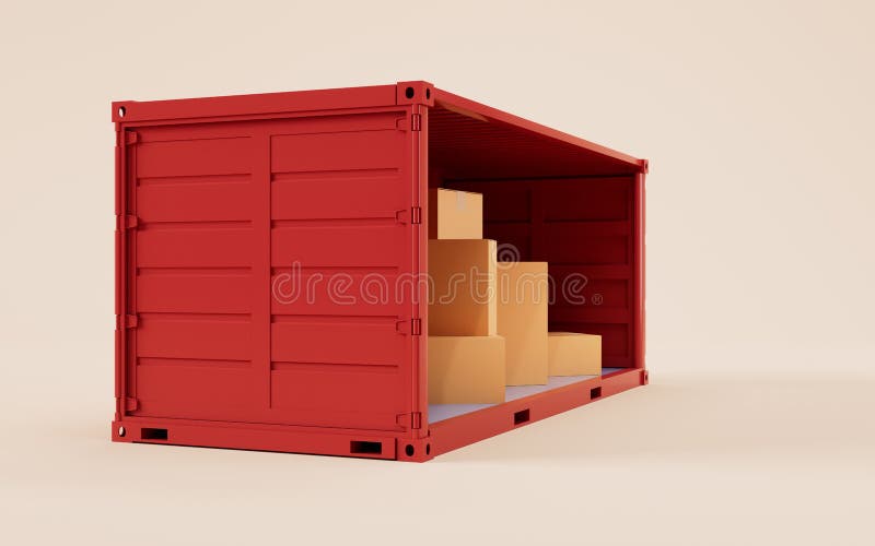 Cargo Container, Freight and Export, 3d Rendering Stock Illustration ...