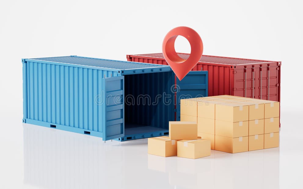 Cargo Container, Freight and Export, 3d Rendering Stock Illustration ...
