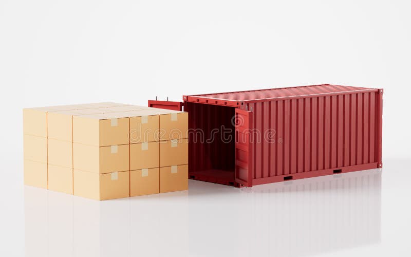 Cargo Container, Freight and Export, 3d Rendering Stock Illustration ...