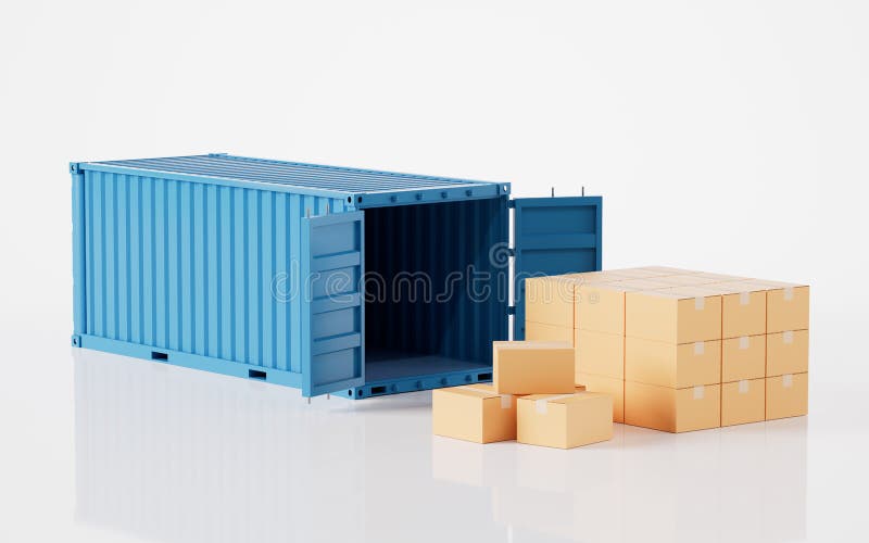 Cargo Container, Freight and Export, 3d Rendering Stock Illustration ...