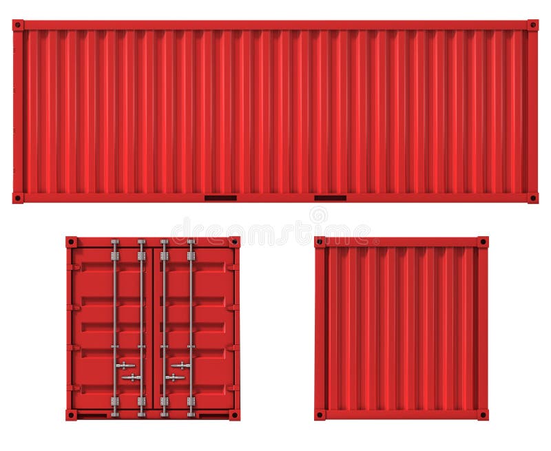 Cargo Container Front Side and Back View Stock Illustration ...