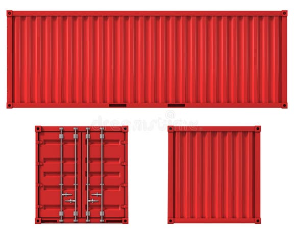 Cargo Container Front Side and Back View Stock Illustration ...