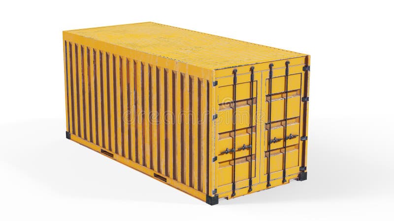 Cargo Container Front Side and Back View 3d Render Stock Illustration ...