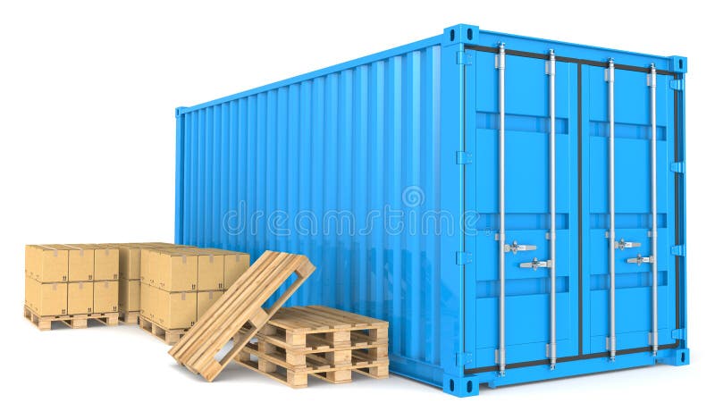 Cargo Container and Goods. stock illustration. Illustration of brown ...