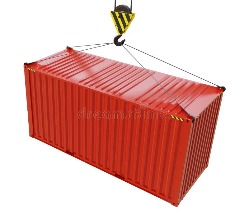 Cargo Container with Hook Isolated on White Stock Illustration ...