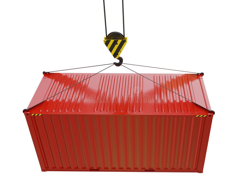 Cargo Container with Hook Isolated on White Stock Illustration ...