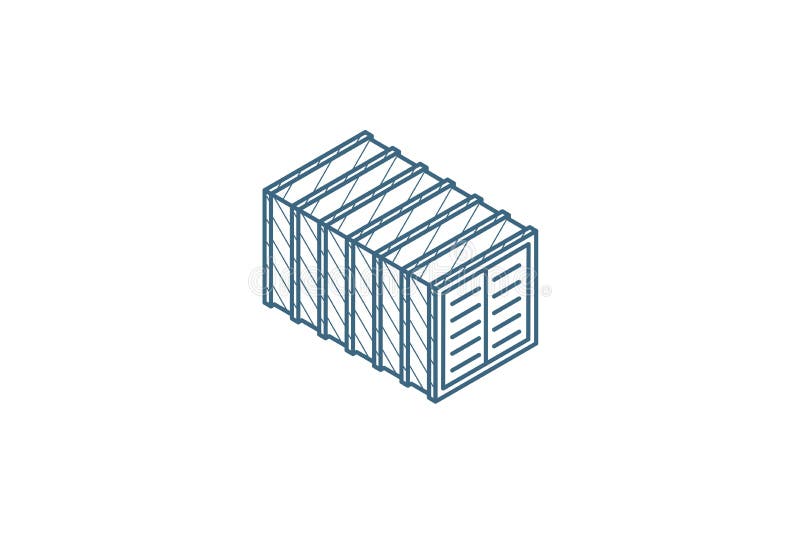 Cargo Container Isometric Icon. 3d Line Art Technical Drawing. Editable ...