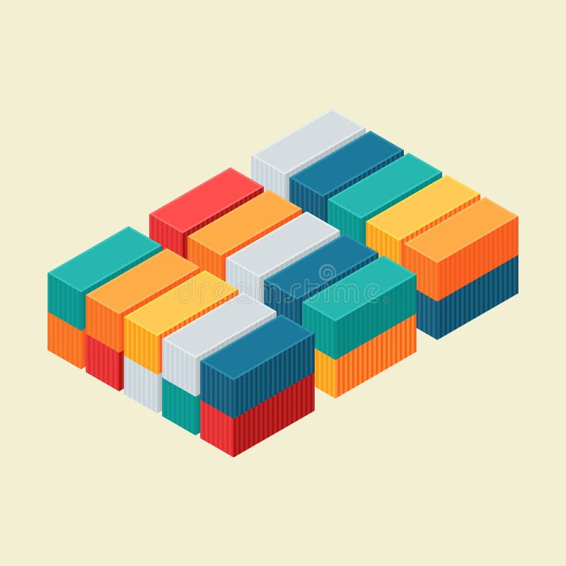 Cargo Container Isometric View Stock Vector - Illustration of ...