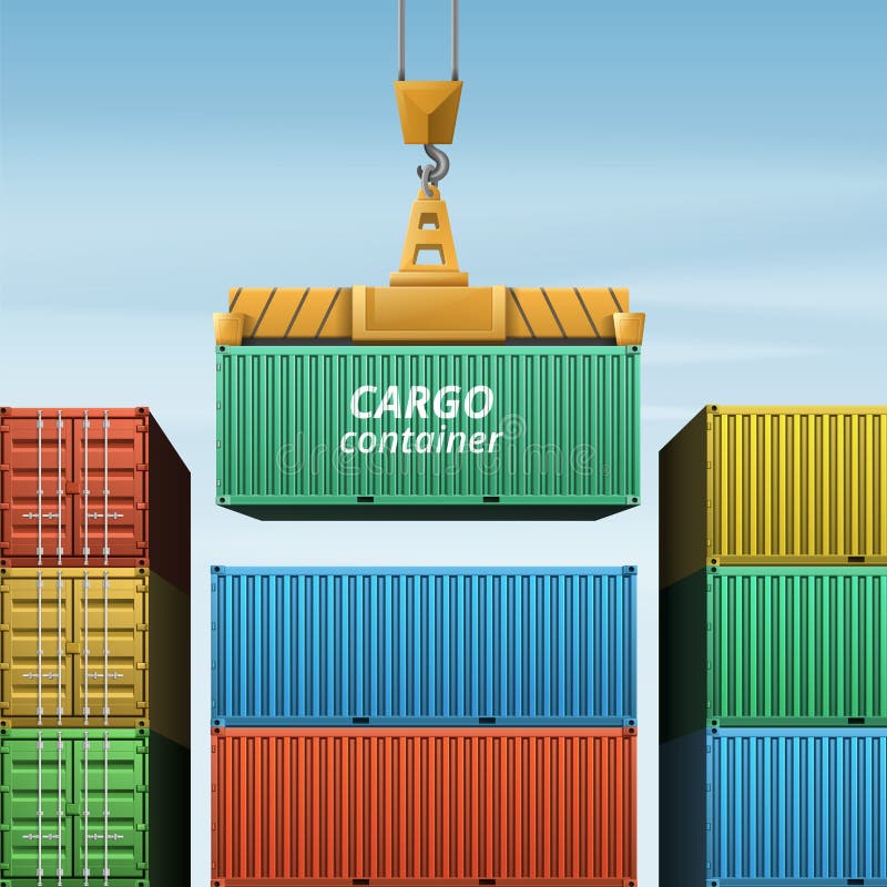 Cargo Container Loading Composition Stock Vector - Illustration of ...