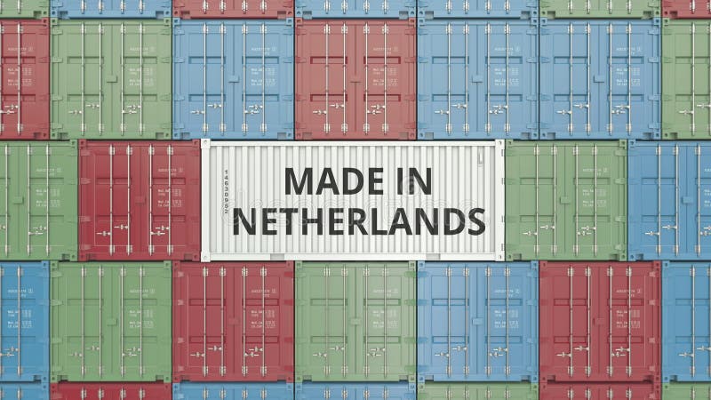Cargo Container with MADE in NETHERLANDS Text. Dutch Import or Export ...