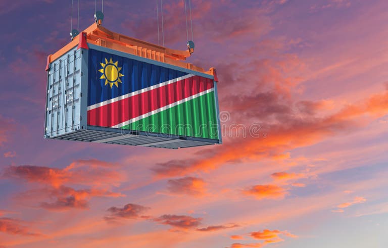 Cargo Container with Namibia National Flag Design. Stock Illustration ...