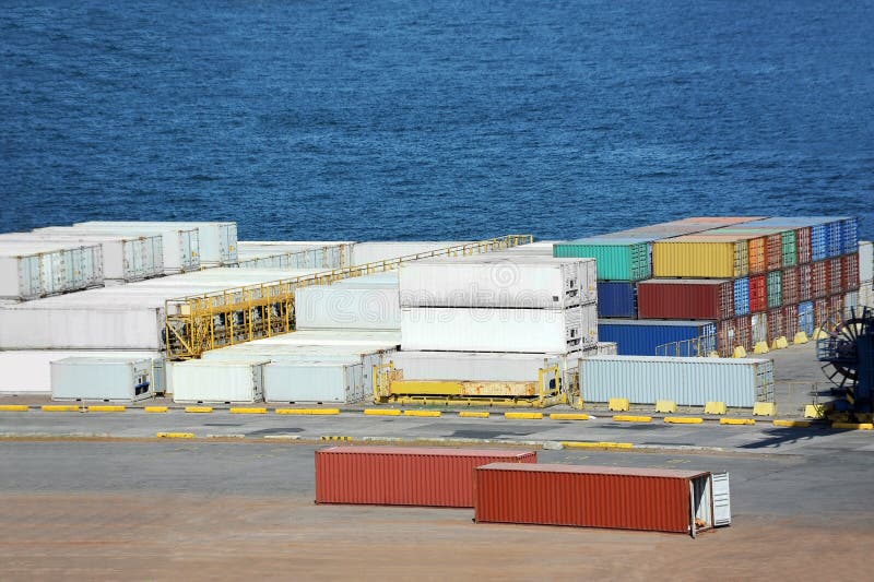 Cargo container in port stock photo. Image of blue, freight - 37539734