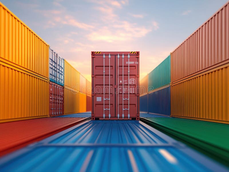 A Cargo Container Positioned in a Container Yard Illustrating the ...