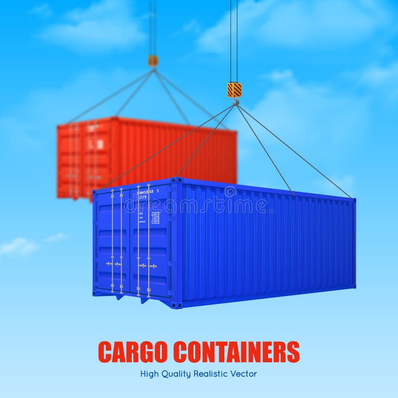 Cargo Container Poster stock vector. Illustration of commercial - 210020531