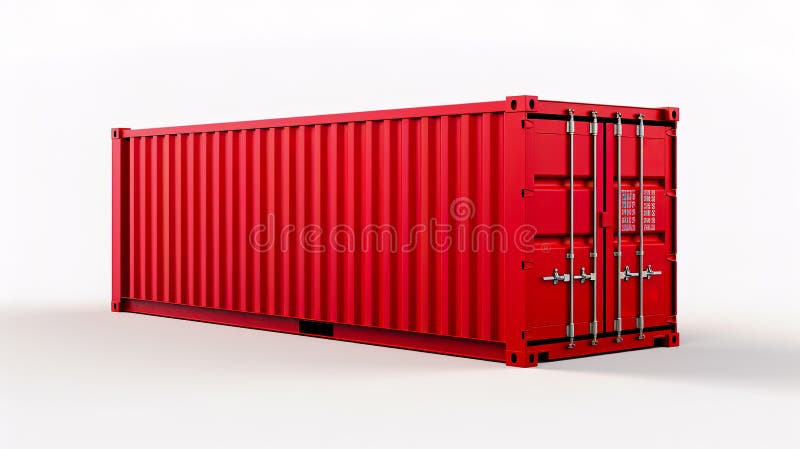Cargo Container Red Long Isolated in White Stock Illustration ...