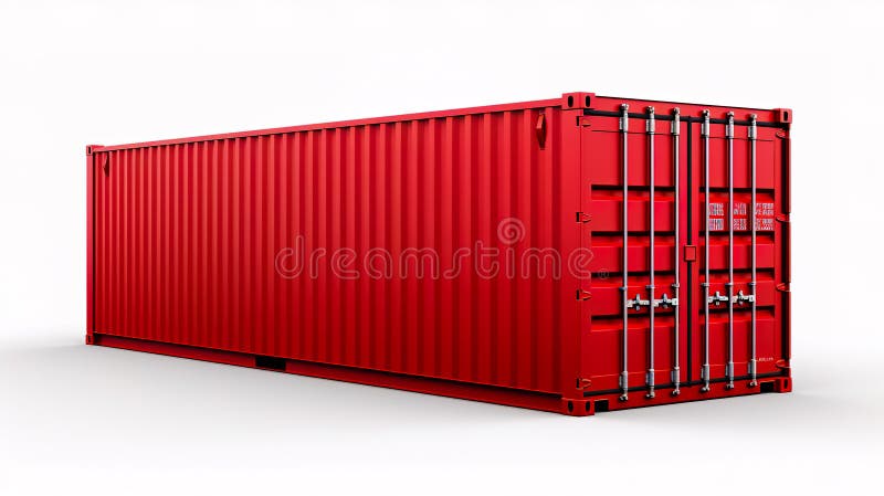 Cargo Container Red Long Isolated in White Stock Illustration ...