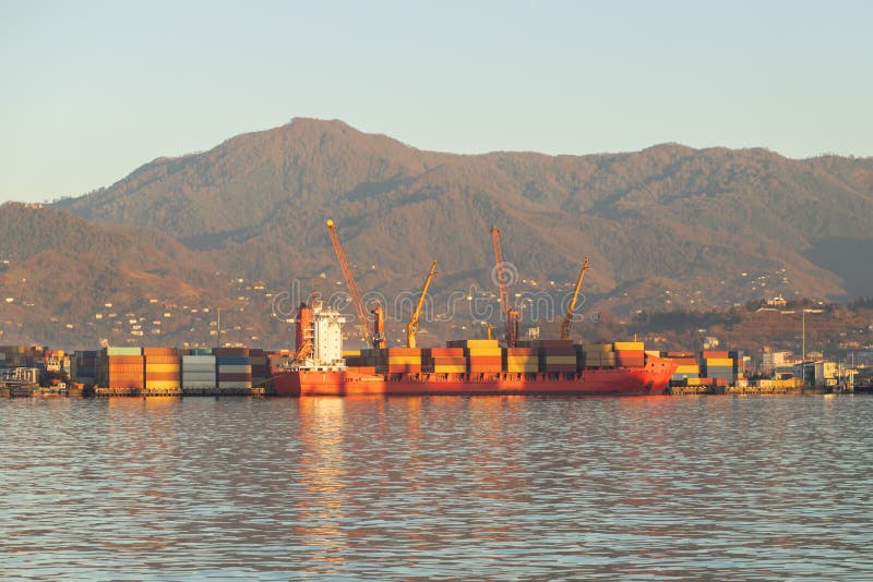 Cargo Container in Sea Port, Logistic and Transport, Shipment and ...