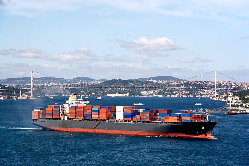 Fully Loaded Container Ship Stock Image - Image of import, bulk: 9638647