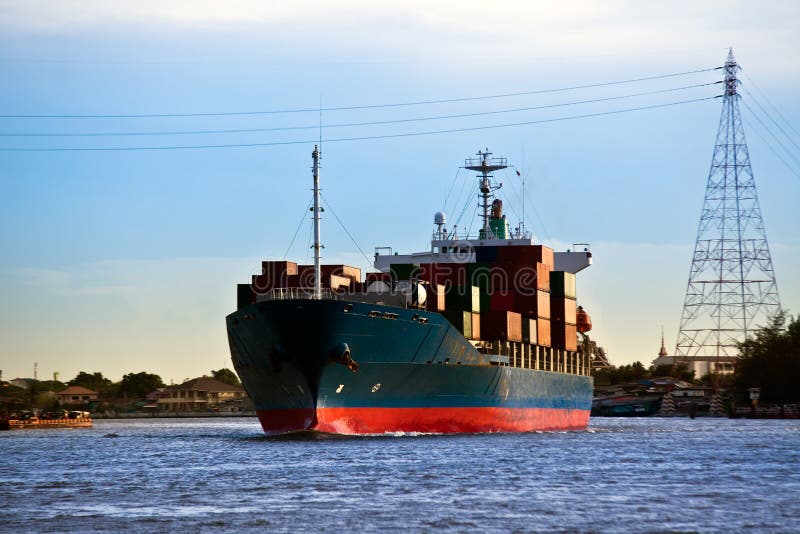Cargo Container Ship, Asia, Bangkok, Thailand. Stock Image - Image of ...