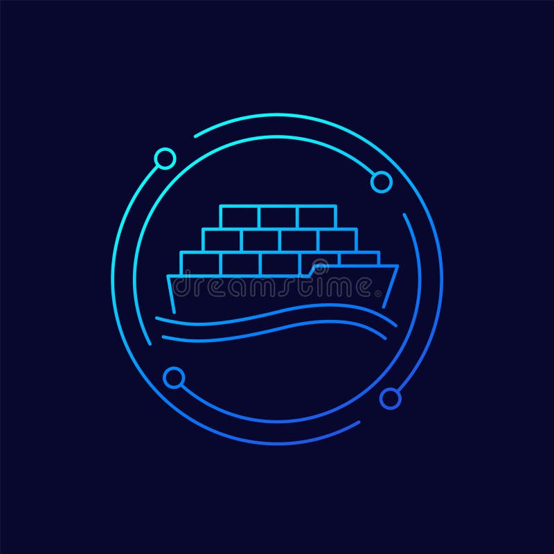 Cargo Container Ship Icon, Maritime Transport Stock Vector ...