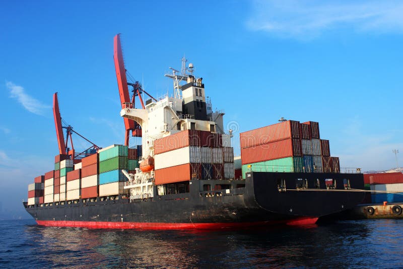 Cargo Container Ship Loading Stock Image - Image of shipping ...