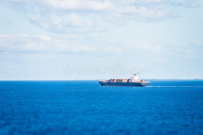 Cargo Container Ship Sailing through Calm Atlantic Ocean. Stock Photo ...