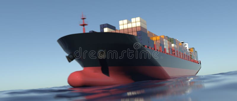 Cargo Container Ship at the Sea. Extremely Detailed and Realistic High ...