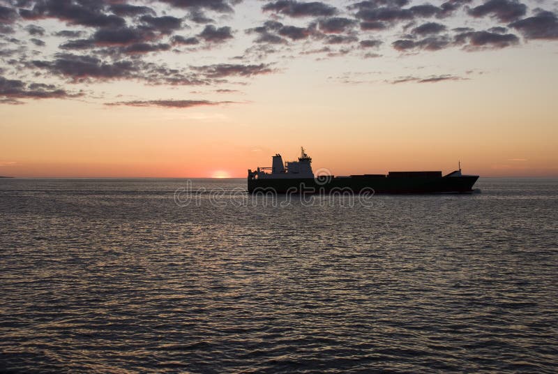 Cargo Container Ship in Sunset Stock Image - Image of bulk, aerial ...