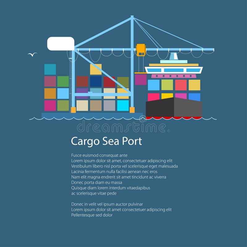 Cargo Container Ship and Text Stock Vector - Illustration of business ...