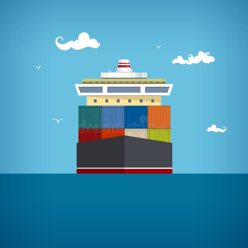 Cargo ship with containers stock vector. Illustration of blue - 21942008