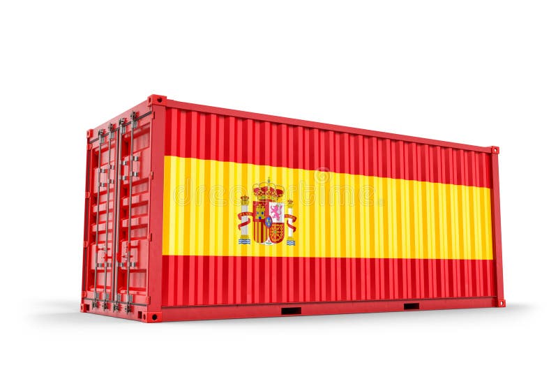 Cargo Container with the Spanish Flag Symbolizing Import, Export, and ...