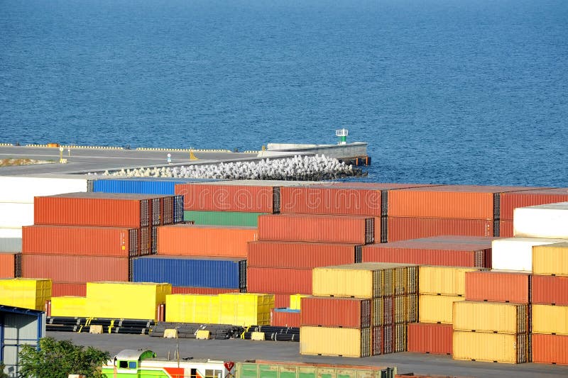 Cargo container in port stock image. Image of boating - 101073885