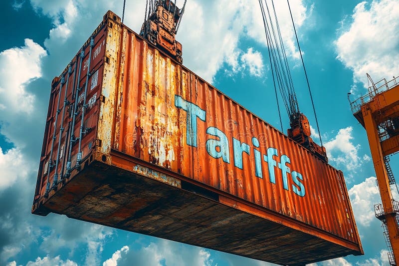 Cargo Container with Tariffs Text Stock Photo - Image of import ...