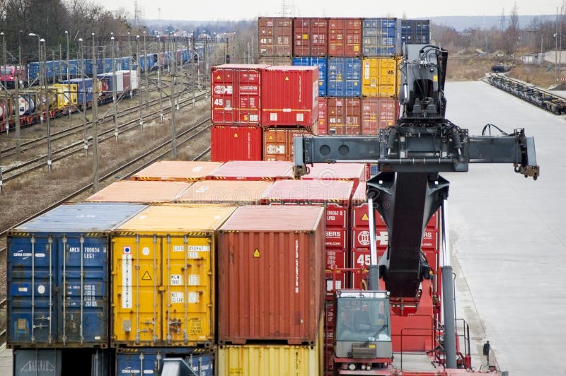 Poznan, Poland - February 26th 2022: Cargo Container Transshipment Lift ...