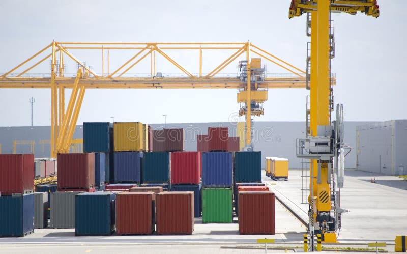 Cargo Container Transshipment Lift Stock Image - Image of import ...