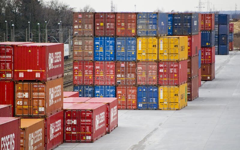 Poznan, Poland - February 26th 2022: Cargo Container Transshipment Lift ...
