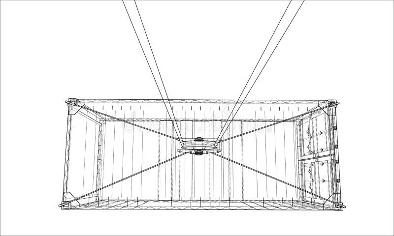 Cargo Container. Wire-frame Style Stock Illustration - Illustration of ...
