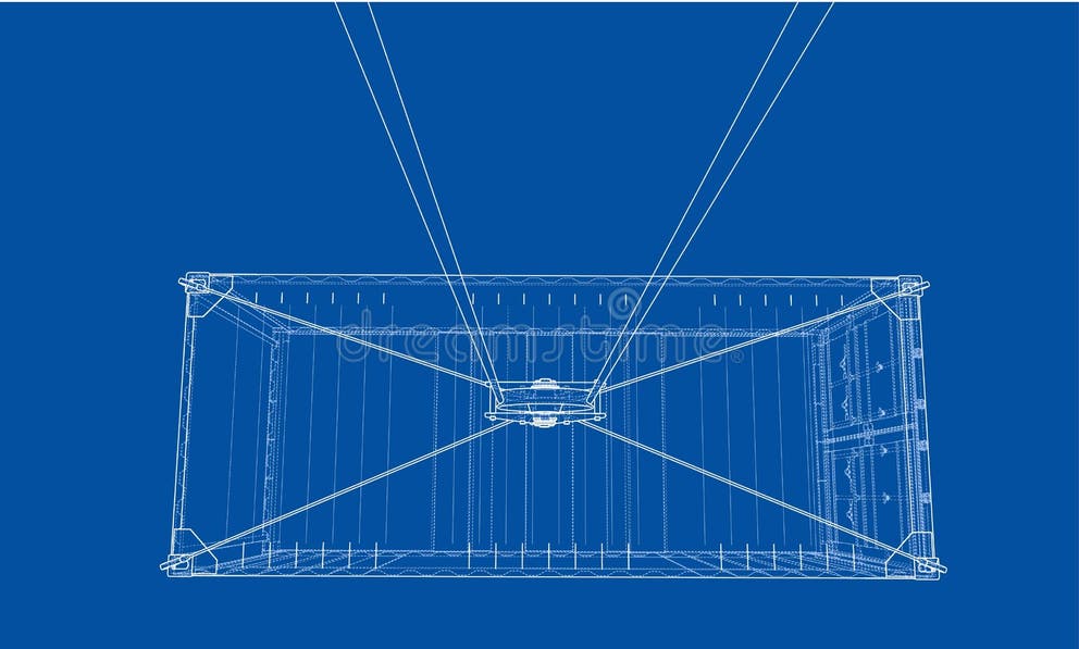 Cargo Container. Wire-frame Style Stock Illustration - Illustration of ...