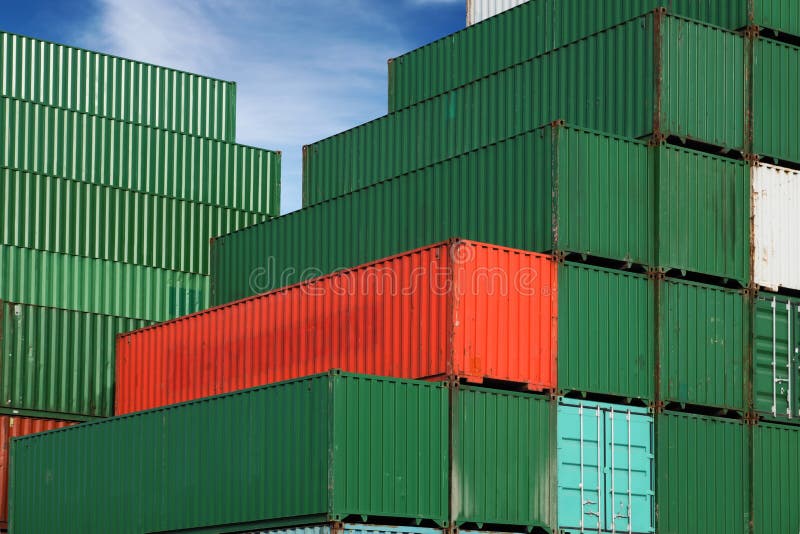 Export or Import Shipping Cargo Container Stacks Stock Image - Image of ...