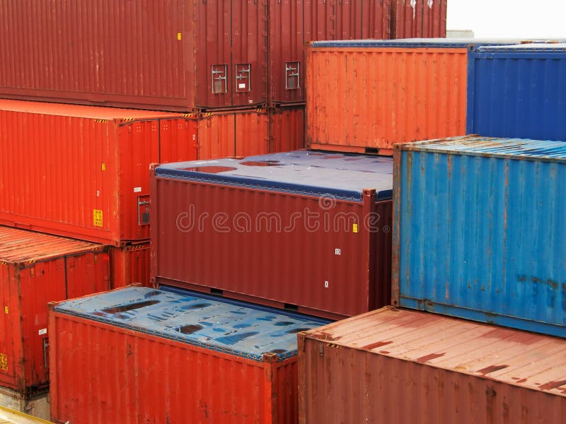 Red Metal Freight Shipping Container Isolated Stock Photo - Image of ...