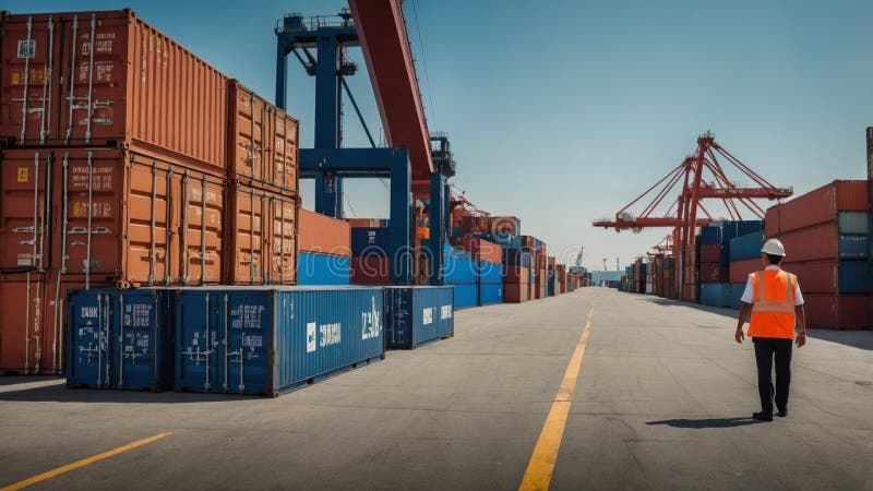 Cargo Containers Against the Backdrop of a Port Landscape, Customs ...