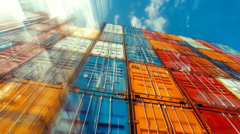 Cargo Containers and Blue Sky, Transportation and Logistics Concept ...